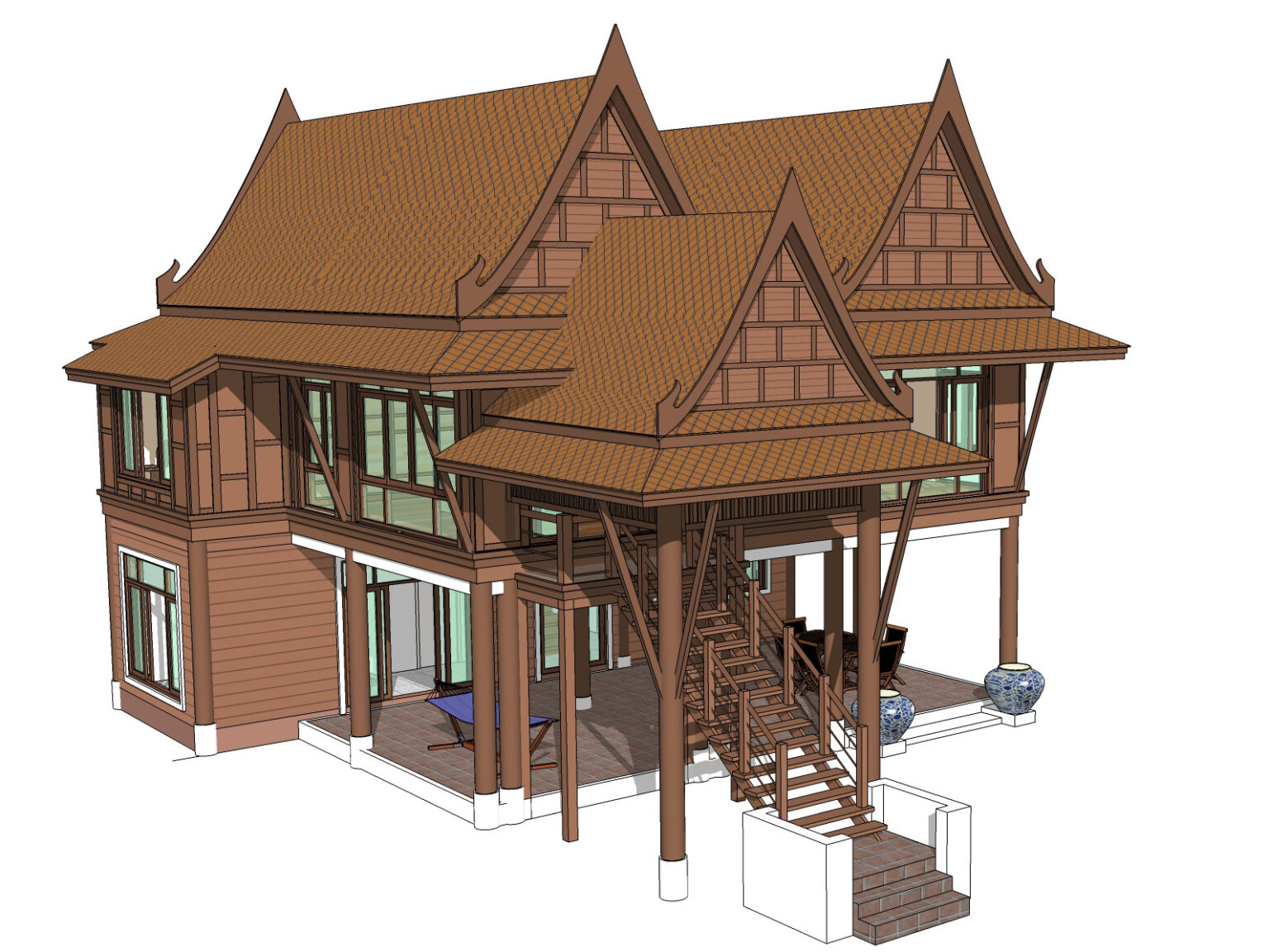 แบบบ้านสองชั้น TS2-004 รูปแบบเรือนไทยภาคกลาง