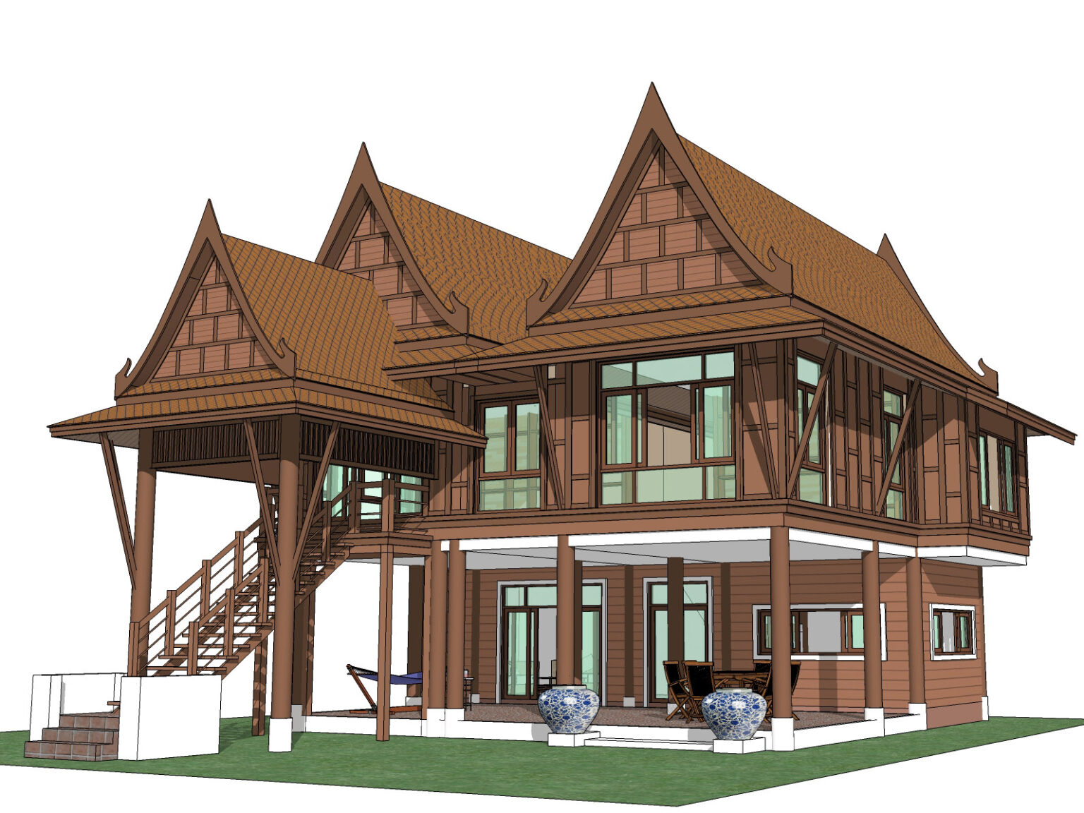 แบบบ้านสองชั้น TS2-004 รูปแบบเรือนไทยภาคกลาง