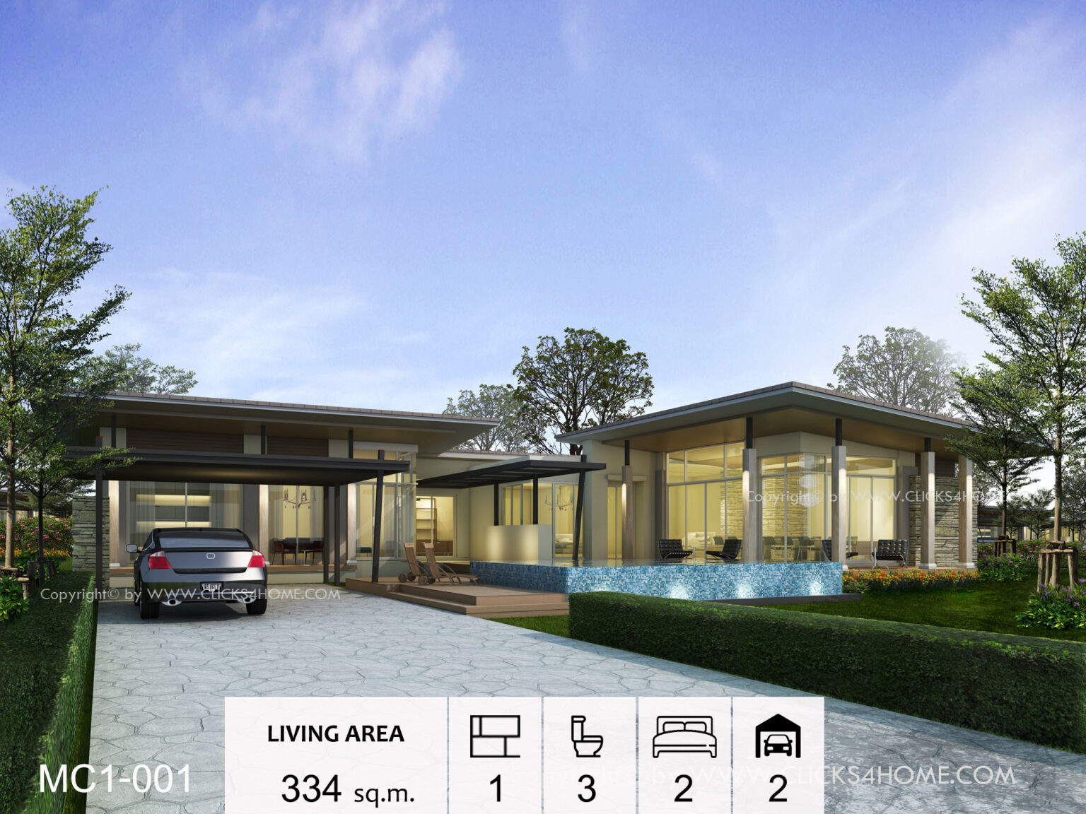 แบบบ้านชั้นเดียว | ในสไตล์โมเดิร์น, ร่วมสมัย, คอนเทมฯ, มินิมอล ฯลฯ