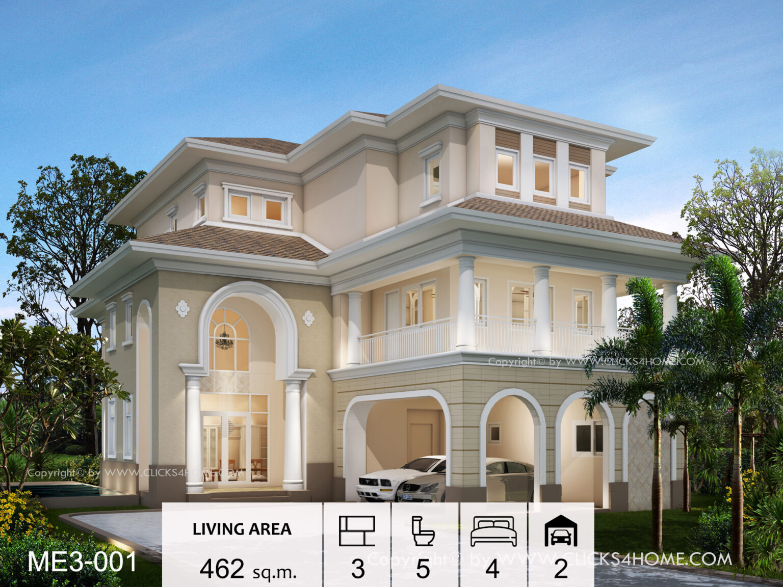 แบบบ้านสามชั้น | Clicks4Home ขายแบบบ้านสำเร็จรูป