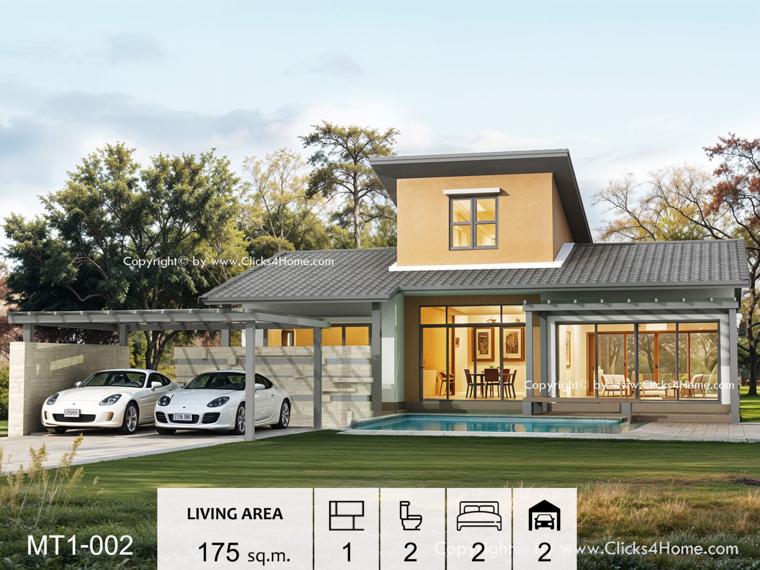 แบบบ้านชั้นเดียว | ในสไตล์ร่วมสมัย, โมเดิร์น, คอมเทมฯ, มินิมอล ฯลฯ