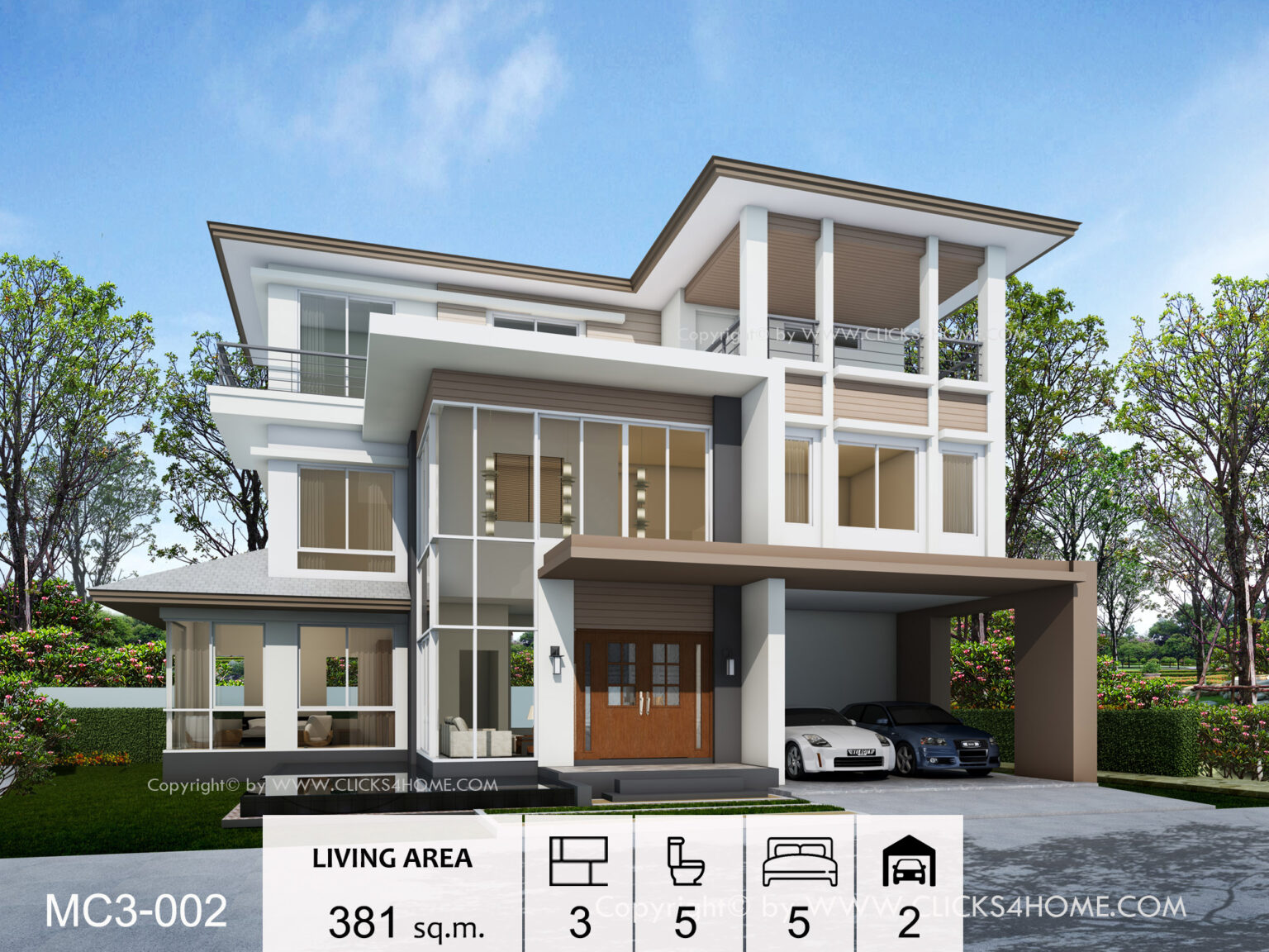 แบบบ้านสามชั้น | Clicks4Home ขายแบบบ้านสำเร็จรูป