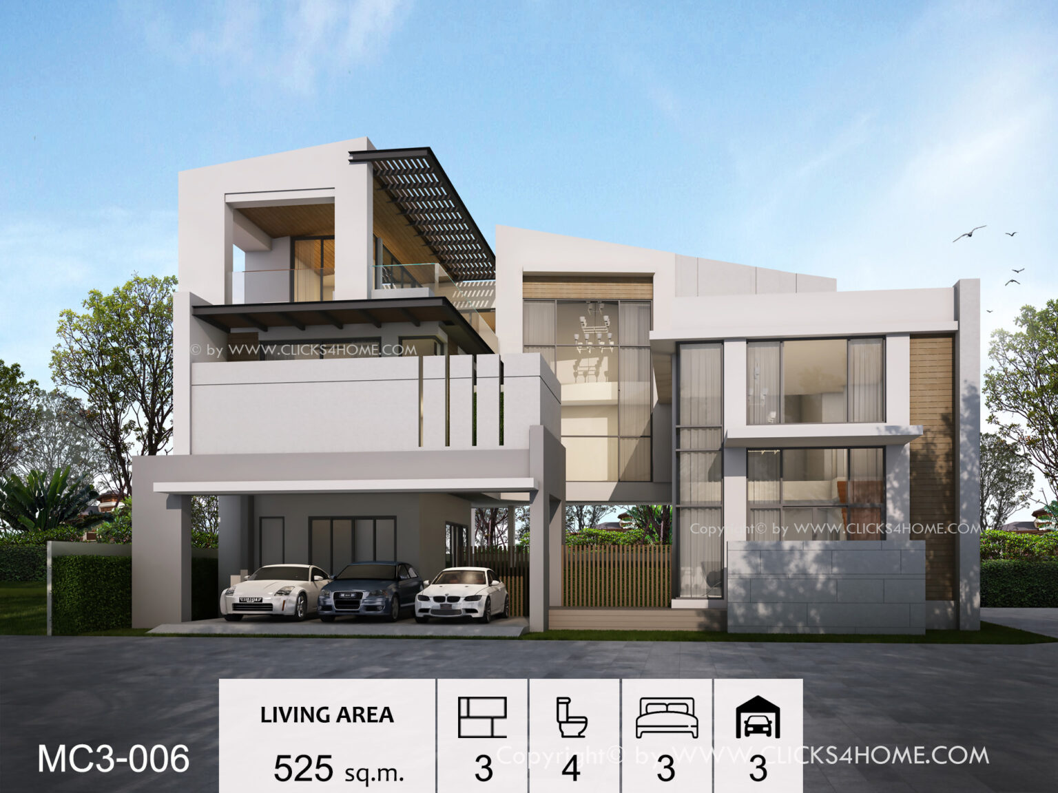 แบบบ้านสามชั้น | Clicks4Home ขายแบบบ้านสำเร็จรูป