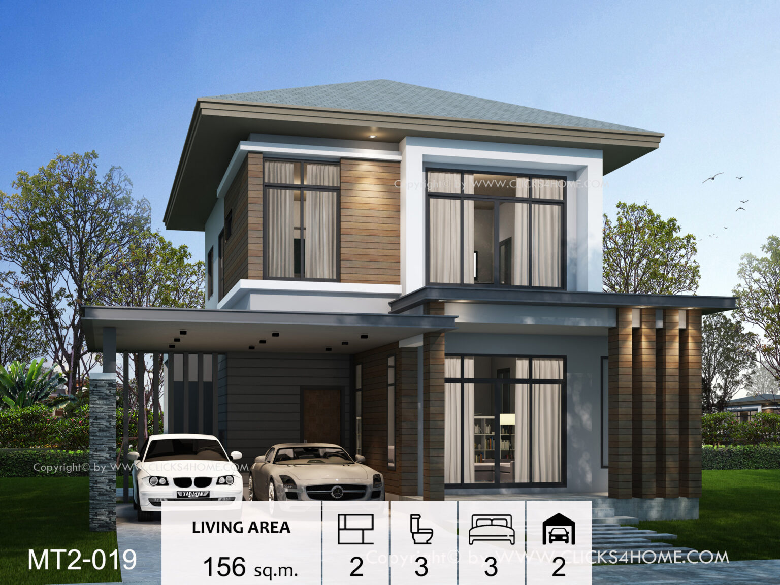 แบบบ้านสองชั้น | Clicks4Home ขายแบบบ้านสำเร็จรูป