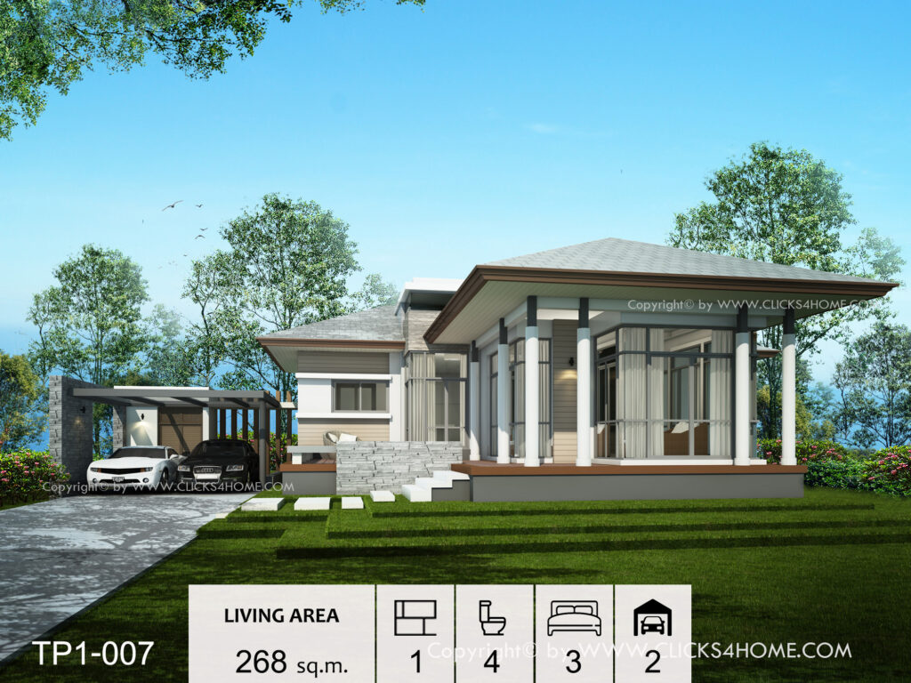 แบบบ้านชั้นเดียว | ในสไตล์โมเดิร์น, ร่วมสมัย, คอนเทมฯ, มินิมอล ฯลฯ