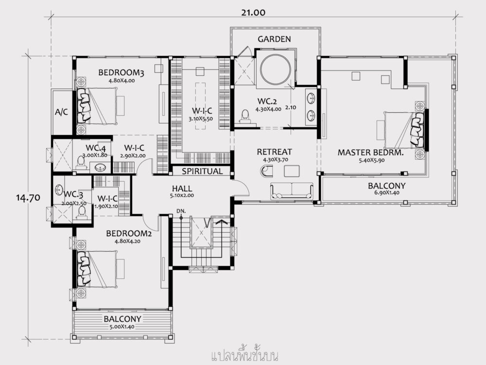 แบบบ้านสวยสองชั้น TP2-019 อารมณ์บ้านพักตากอากาศ