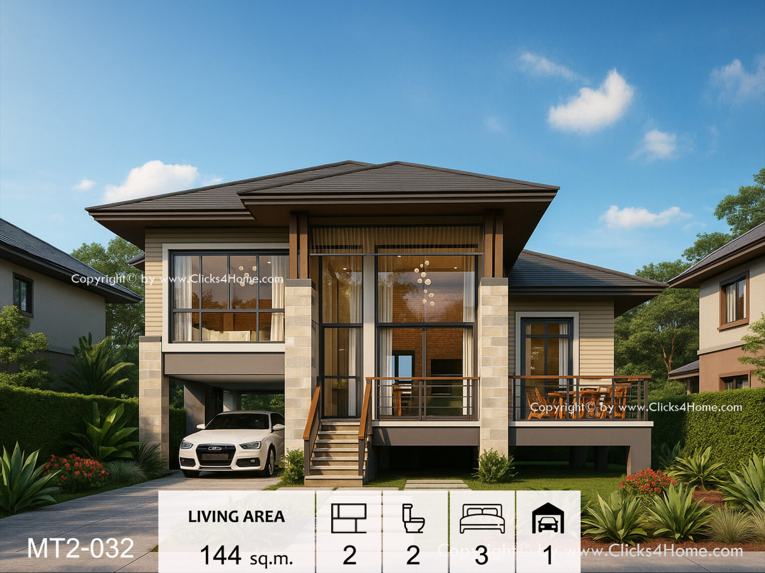 clicks4home | แบบบ้านยกสูง ใต้ถุนโล่ง สวยๆ-ปี 2025