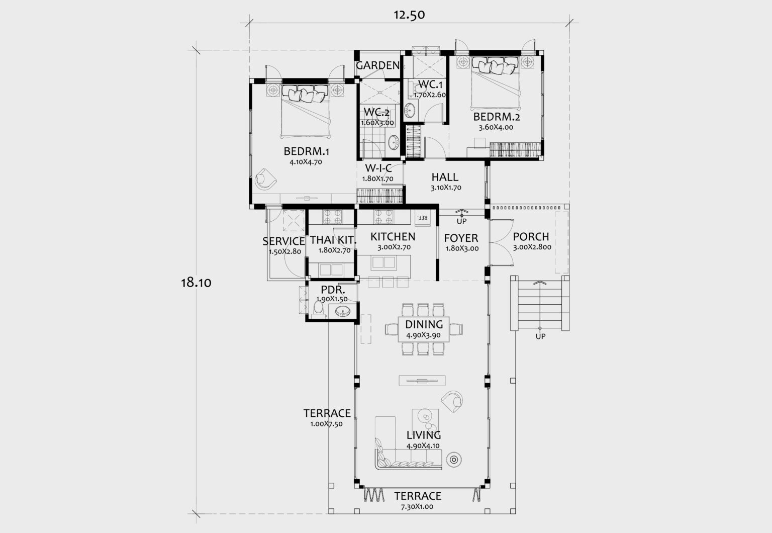 แบบบ้านหนึ่งชั้น TP1-017 ยกใต้ถุน อารมณ์บ้านพักผ่อน รูปแบบรีสอร์ท